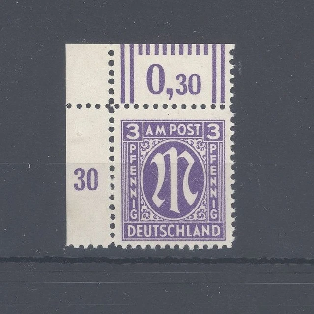 BIZONE MICHEL NUMMER 17 bD, 3 Pfg. AM Post ** Eckrand, Befund BPP ...