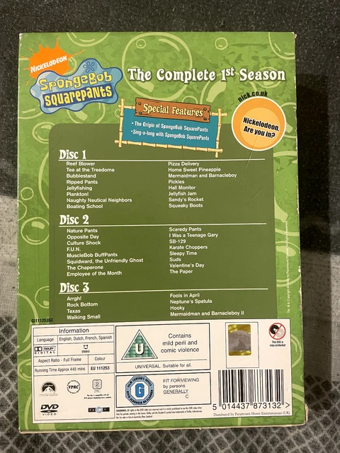 RARE OOP SPONGEBOB SquarePants Complete First Season 1 DVD Box Set ...