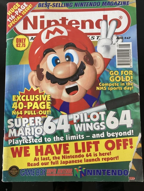 VINTAGE NINTENDO MAGAZINE System Issue 47 August 1996 Super Mario 64 ...