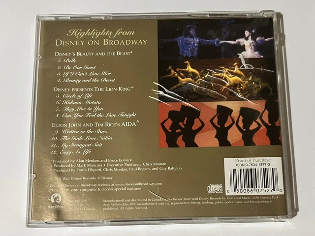 HIGHLIGHTS FROM DISNEY On Broadway Cd 2001 Walt Disney Records Various ...