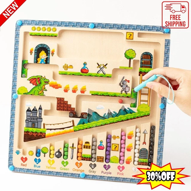 MAGNETIC COLOR AND Number Maze, Montessori Toys for 3+ Year Old, Wooden ...