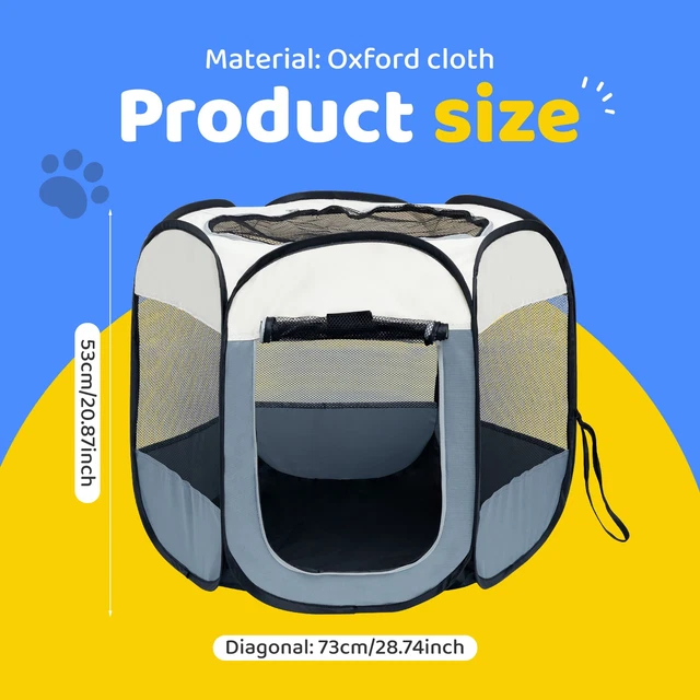 OXFORD CLOTH DOG Cat Crate Tent Foldable Pet Play Pen With Mesh Top and ...