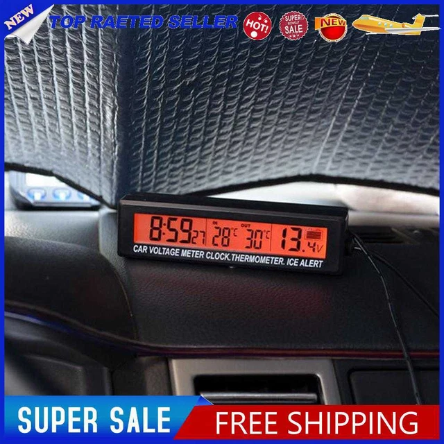LED BACKLIGHT DIGITAL Clock Inside Outside Car Temperature Battery ...