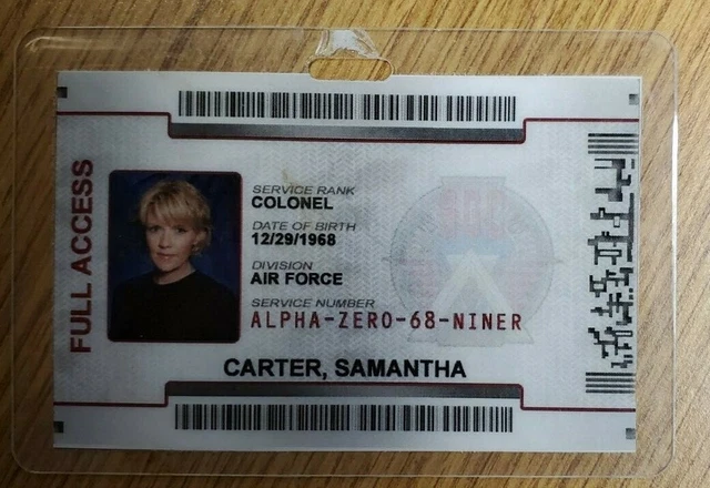 STARGATE COMMAND SG-1 ID Badge-Colonel Samantha Carter cosplay costume ...