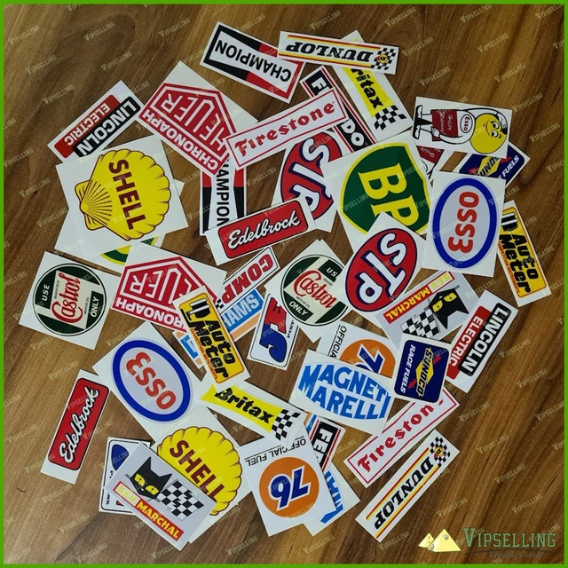 CLASSIC CAR RALLY Race HUGE WORN RETRO EFFECT Decals Stickers Mini ...