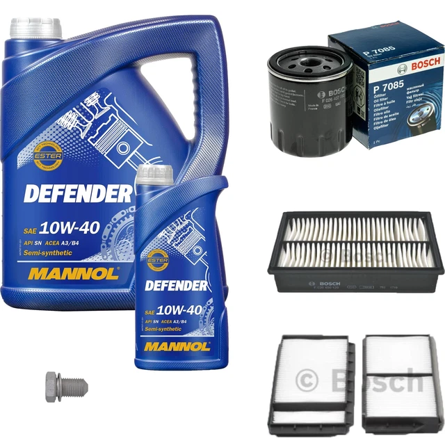 BOSCH INSPECTION SET 6L mannol Defender 10W-40 pour Mazda 5 CR19 2.0 1. ...