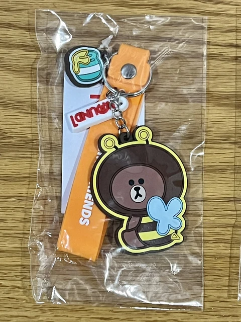 LINE FRIENDS BUZZY Brown Bear Bee Costume PVC Keychain Strap Round 1 ...
