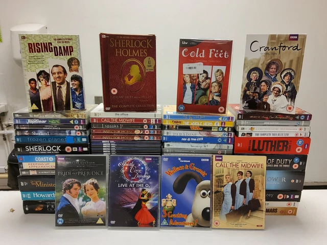 63 X BBC & ITV DVD JobLot - Sherlock Holmes Cranford Rising Damp Cold ...