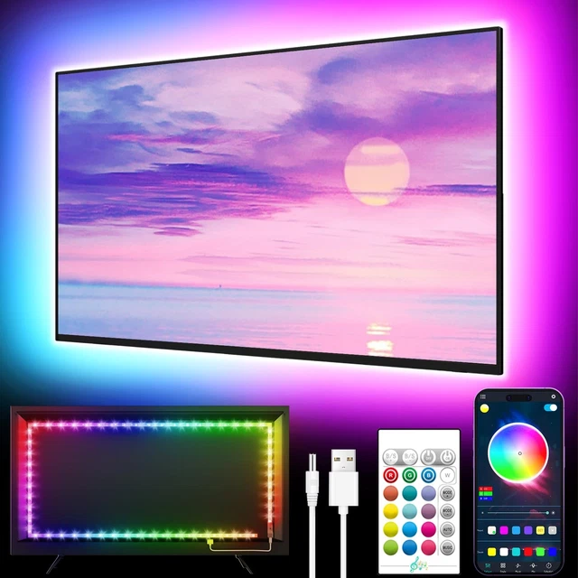 GIPOYENT TV LIGHT Strip, 5M Backlight, 16.4FT for 45"-75"TV, Multicolor ...