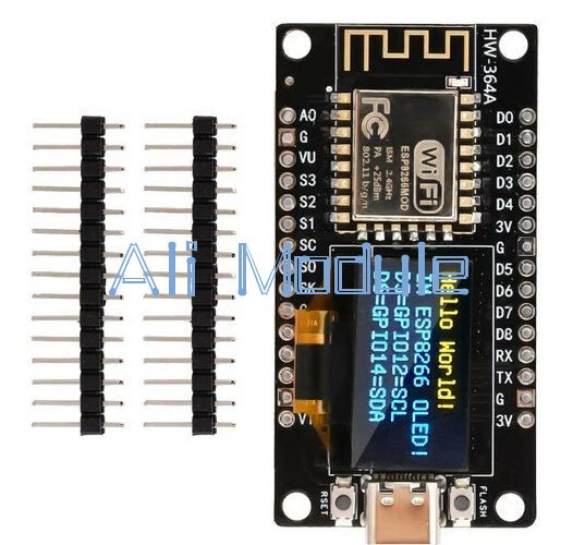 1PCS USB-C NODEMCU ESP8266 Development Board w/0.96" OLED Display ...