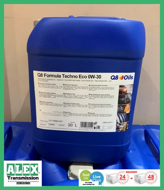 0W30 ENGINE Q8 oils Formula Techno ECO 0w30 plastic cann 20L £129.99 ...