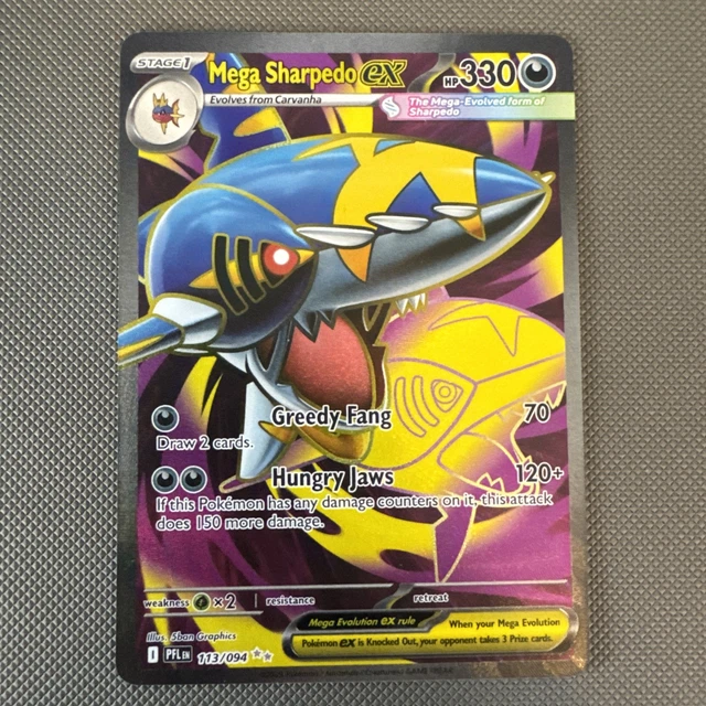 POKÉMON TCG-MEGA SHARPEDO Ex 113/094 Phantasmal Flames Full Art Pack ...