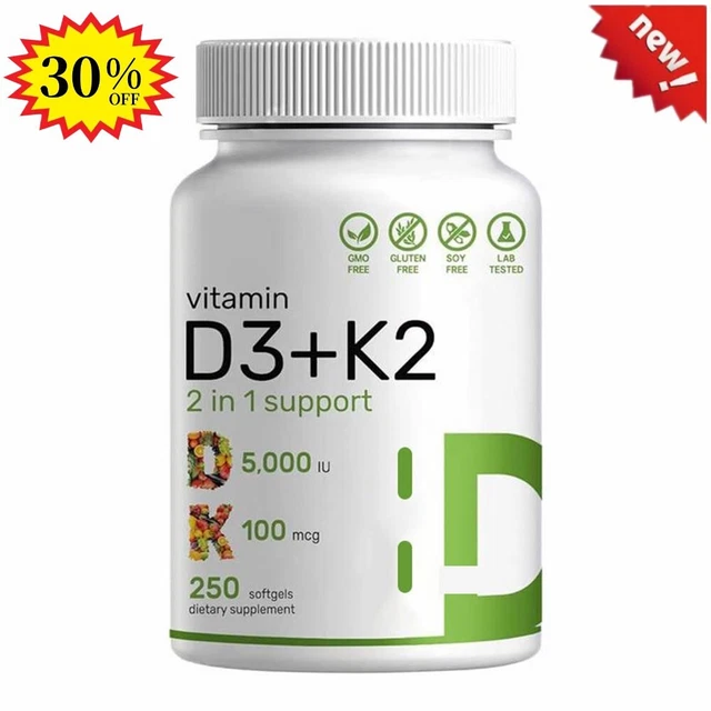 VITAMIN D3 K2 Softgels Capsules-Extra-Strength D3 K2 Supplement with ...