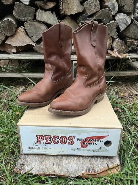 RED WING PECOS 1155 SOP Cigar Retan Made In USA Cowboy Roper Boots size ...