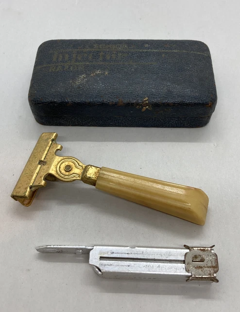 VINTAGE SCHICK INJECTOR Single Edge Safety Razor W Box & Yellow ...