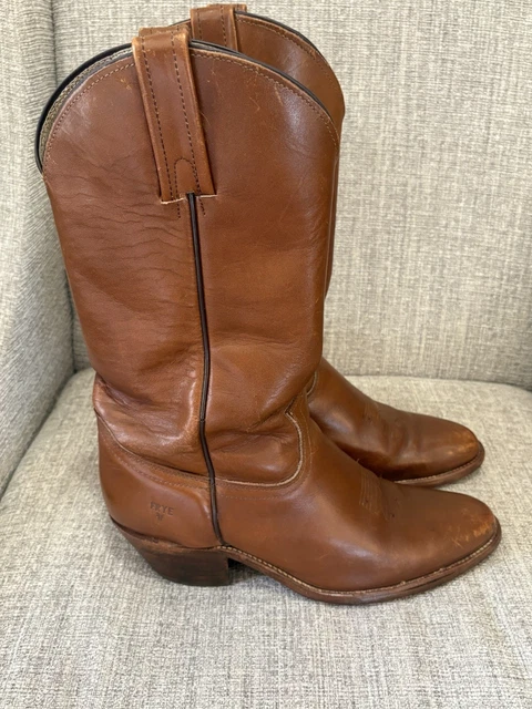 VINTAGE FRYE MADE In USA Brown Cowboy Western Boots Men’s Size 11D £89. ...