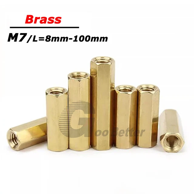 M7 BRASS HEX Standoff Pillars Threaded Rod Bar Stud Long Nuts Connector ...