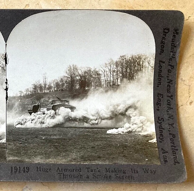 RARE WW1 US ARMY MARK V TANK NAMED OLD BALLGAME in SMOKE SCREEN ...