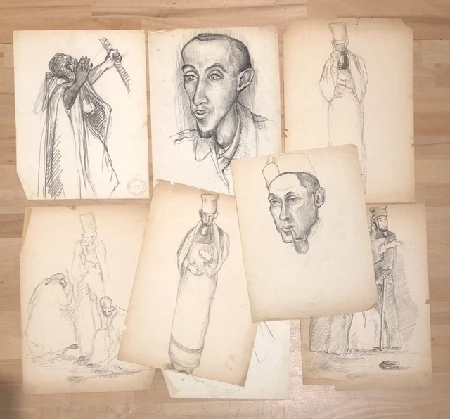 LOT DE 8 Dessins A identifier Tampon Stalag VIIA WW2 39-45 Document ...