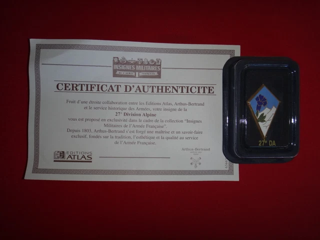 FRANÇAIS MILITAIRE 27E Da Insignes,Arthus-Bertrand Certificat ...