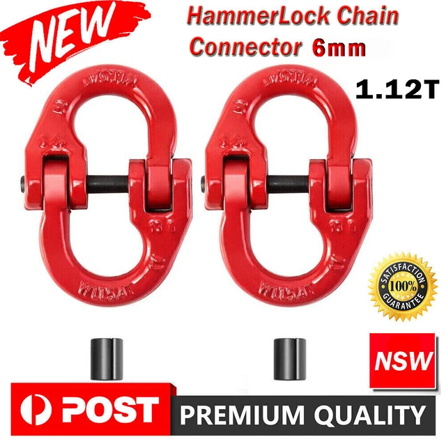 6MM 1120KG HAMMERLOCK Coupling Link Heavy Duty Steel Chain Connector Hooks 1.12T $17.99 ...