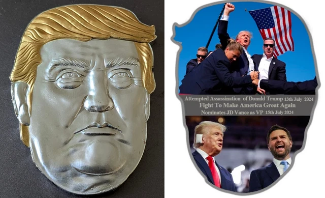 DONALD TRUMP ASSASSINATION Attempt Gold Silver Coin JD Vance US Flag ...