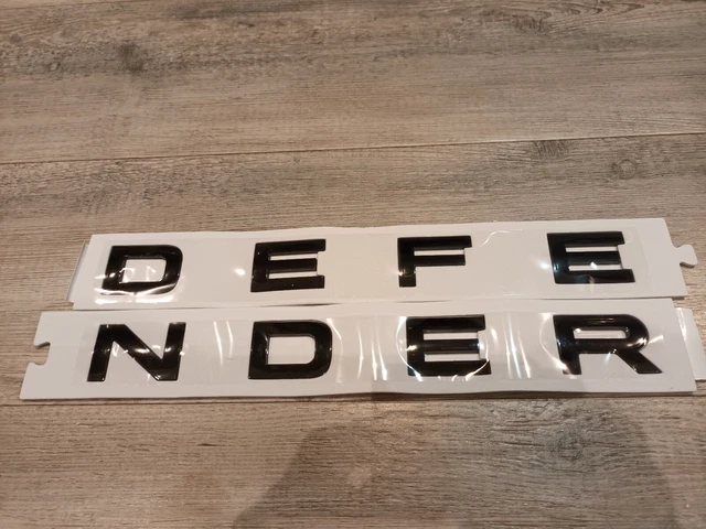 NEW GLOSS BLACK DEFENDER BONNET BADGE WORD LETTERS EMBLEM, for 2020 ...