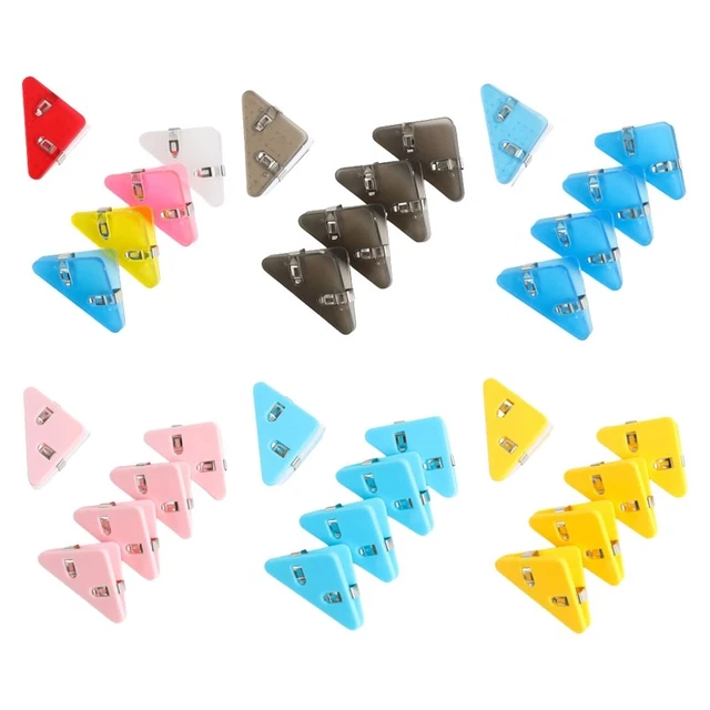 COLORFUL TRIANGULAR PAPER Corner Clip Book Page Mark File Clip for ...