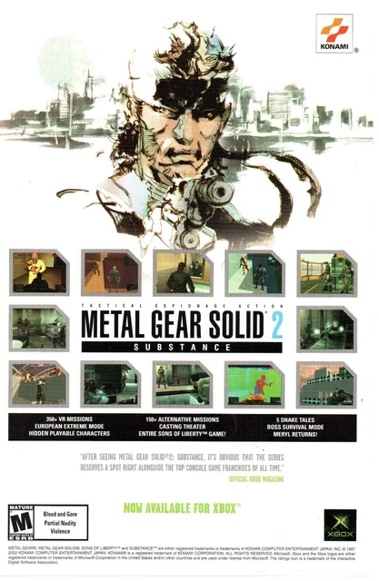 2002 METAL GEAR SOLID 2 Video Game PRINT AD WALL ART - KONAMI XBOX ...
