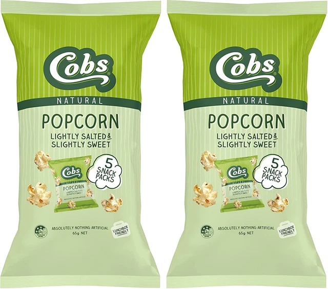NATURAL LIGHTLY SALTED and Slightly Sweet Popcorn, 5 X 13 G (Pack of 2 ...
