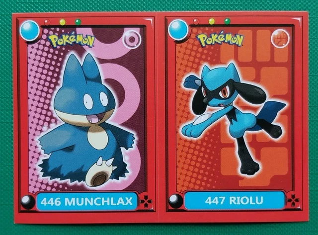 POKEMON POKEDEX STICKER EF #446-447 MUNCHLAX / RIOLU Edition PERU 2022 ...