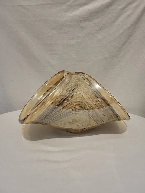 VINTAGE MURANO GLASS Linea Astuni Double Loop Handle Basket Candy ...