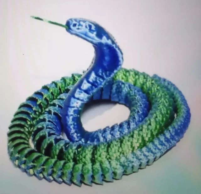 HOODED COBRA SNAKE 50cm Fully articulated 3d Printed Model (LASER GREEN ...