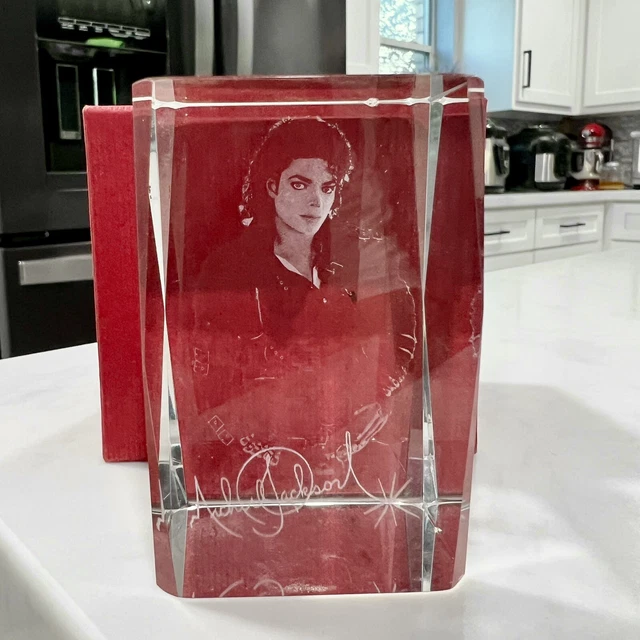 MICHAEL JACKSON COLLECTIBLE 3D Laser Etched Crystal Glass Cube ...