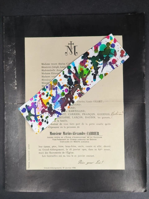FAIRE-PART DÉCÈS, MARIUS Alexandre Carrier, 1839-1900, Grand ...