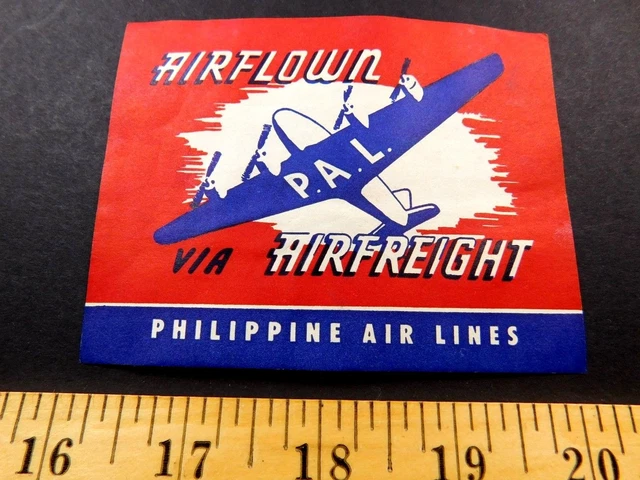 1940S-50S PHILIPPINE AIR lines Airplane PAL Luggage Label Sticker ...