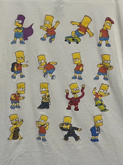 THE SIMPSONS 20TH Century Fox Bart Simpson 16 Characters White T-Shirt ...