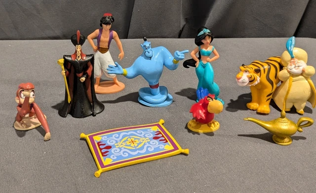 ALADDIN FIGURE PLAY Set DISNEY PVC TOY Jafar JASMINE Genie RAJAH Iago ...