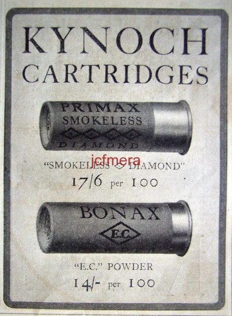 KYNOCH PRIMAX & Bonax Shotgun Cartridge 1921 ADVERT #2 - Small Original ...