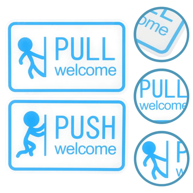 2 PCS PUSH Pull Stickers Push-pull Signage Door Signs Indication Office ...