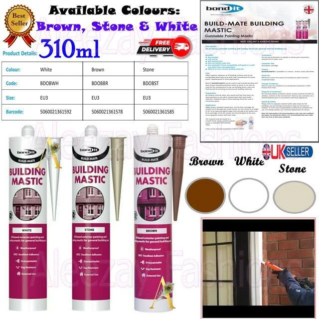 BOND IT BUILDING Mastic Silicone Sealant Build-Mate Exterior Pointing ...