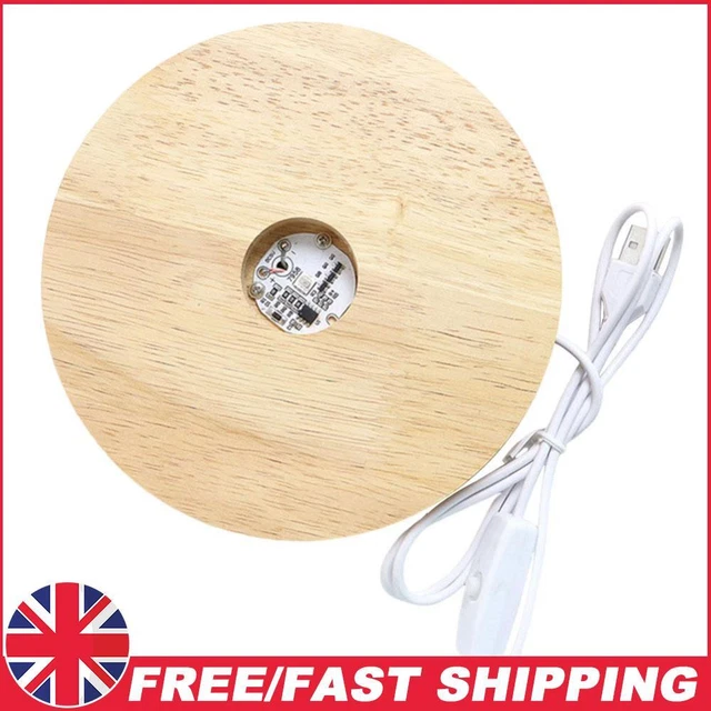 4 INCH LED Display Stand Wood Light Up Base Round for Resin Art ...
