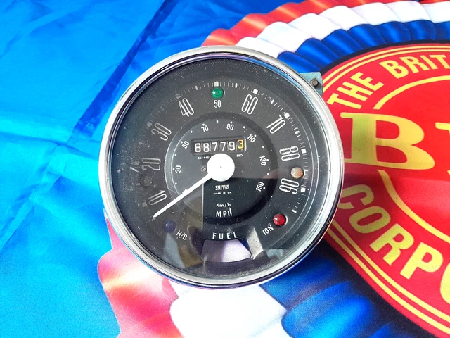 CLASSIC MINI MK1 Genuine Smiths Centre Clock Speedo Speedometer Works ...