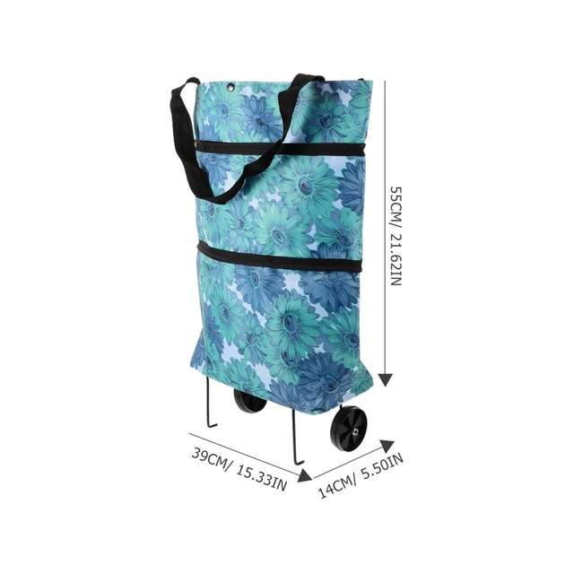 SPACIOUS FOLDABLE TOTE Bag With Wheels And Handle For Shopping Cart ...