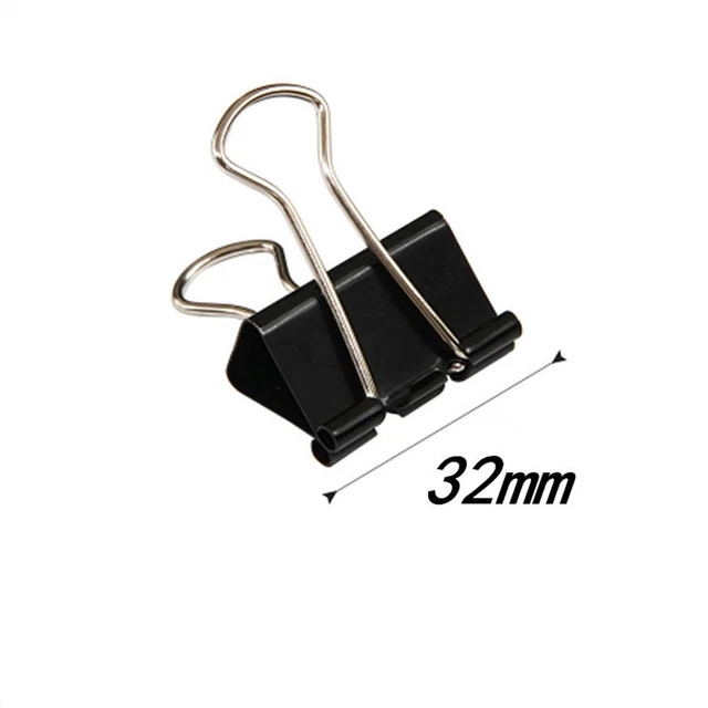 50PCS 32MM METAL Binder Clips Long Black Clip Dovetail Tail Folder ...