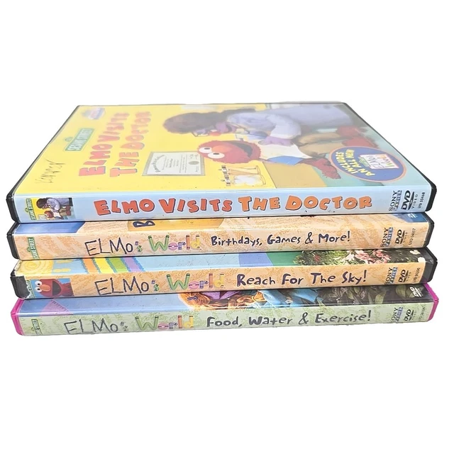 ELMO'S WORLD SESAME Street DVD Lot Of 4 Kids Doctor Exercise Birthday ...