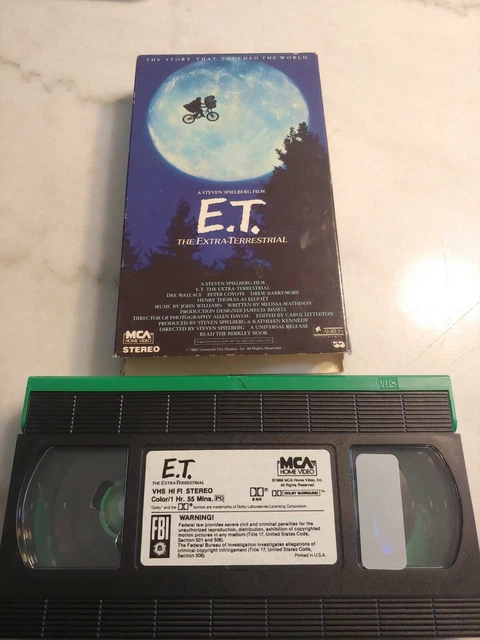 E.T. ET THE Extra Terrestrial VHS 1982 Rare bande verte et noire ...