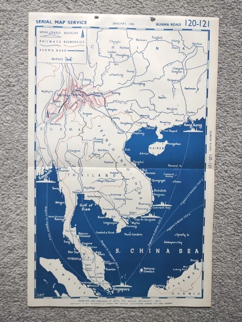 THE BURMA ROAD- 1942 Vintage WW2 Serial Map Service Map £17.99 ...