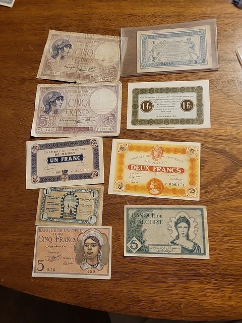 WW1 AND WW2 Occupied French Territory Bank Notes Algerie And Other £23. ...