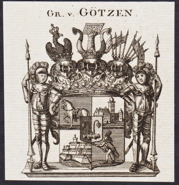 GÖTZEN WAPPEN COAT of arms Adel Kupferstich Heraldik 1820 EUR 11,99 ...